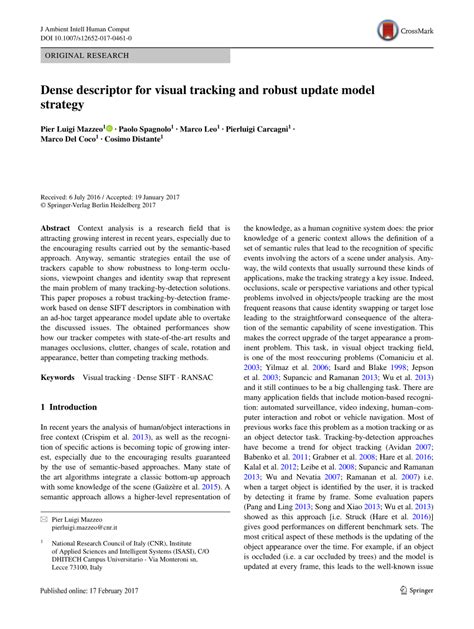 Pdf Dense Descriptor For Visual Tracking And Robust Update Model Strategy