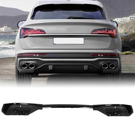 Black Rear Bumper Exhaust Pipe Diffuser Trim Glossy Black Lip Spoiler