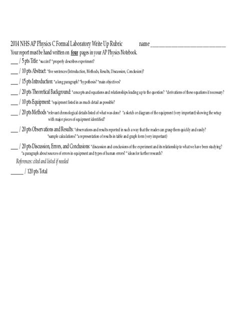 Fillable Online AP Physics Lab Report Format Fax Email Print PdfFiller