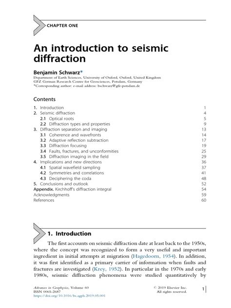 An Introduction To Seismic Diffraction Advances In Geophysics Pdf Diffraction Coherence