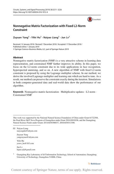 nonnegative matrix factorization with fixed l2 norm constraint
