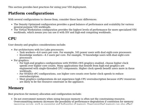 Sizing Guidelines Vdi Design Guide—citrix Virtual Apps And Desktops On Vxrail And Vsan Ready