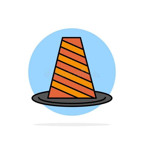 Cone Protection Road Roadblock Stop Warning Abstract Circle Background Flat Color Icon