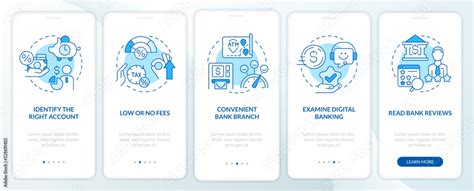 Choose Bank Blue Onboarding Mobile App Screen Customer Benefits Walkthrough 5 Steps Editable
