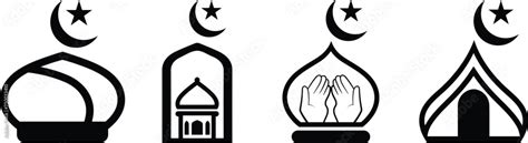 Islam Symbol Sign Vector Simple Line Art Style And Silhouette
