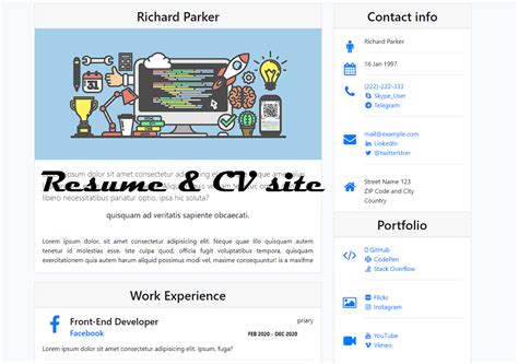 Resume And Cv Frontend Site With Free Source Code 023