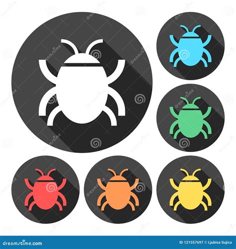 Software Bug Or Program Bug Icons Set With Long Shadow Stock Vector Illustration Of Flaw