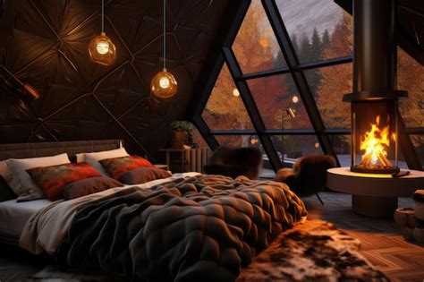 Premium Ai Image Modern Geodesic Dome Bedroom Generative Ai