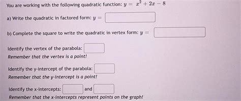 [answered] You Are Working With The Following Quadratic Function Y Kunduz