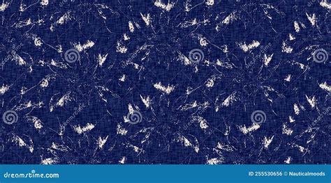 Summer Indigo Batik Block Print Dyed Motif Seamless Border Pattern Summer Indigo Batik Block Print Dyed Motif Seamless Border Pattern