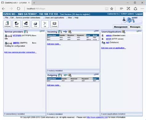 Screenshots Of Ozeki NG SMS Gateway