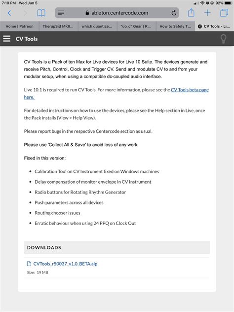 cv tools beta update notes r ableton
