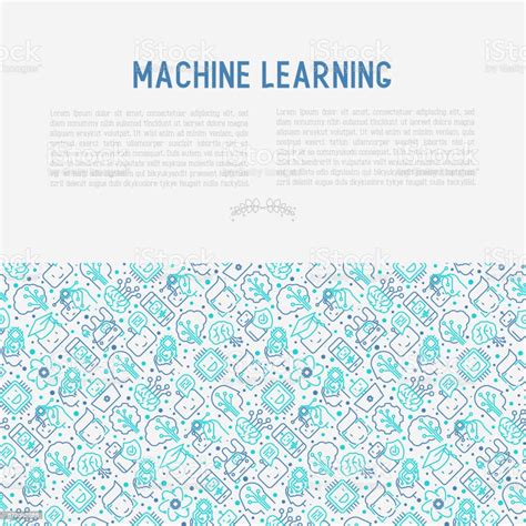 얇은 선 아이콘으로 기계 학습과 인공 지능 개념 배너 웹 페이지 인쇄 매체에 대 한 벡터 일러스트 가상현실에 대한 스톡 벡터 아트 및 기타 이미지 Istock