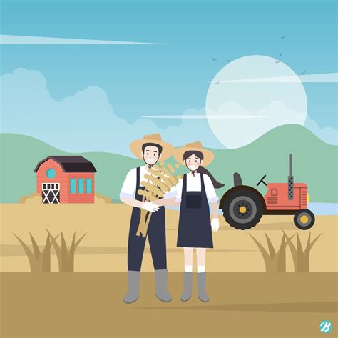 농장 추수 농부 부부 일러스트 Ai 다운로드 Download Farm Harvest Vector 어반브러시
