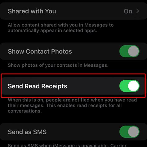 how to enable read receipts in messages iphone 14