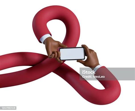 3d 렌더링 재미있는 만화 유연한 얽힌 아프리카 손빈 화면스마트 폰을 개최합니다 흰색 배경에 격리된 비즈니스 클립 아트 3차원 형태에 대한 스톡 사진 및 기타 이미지