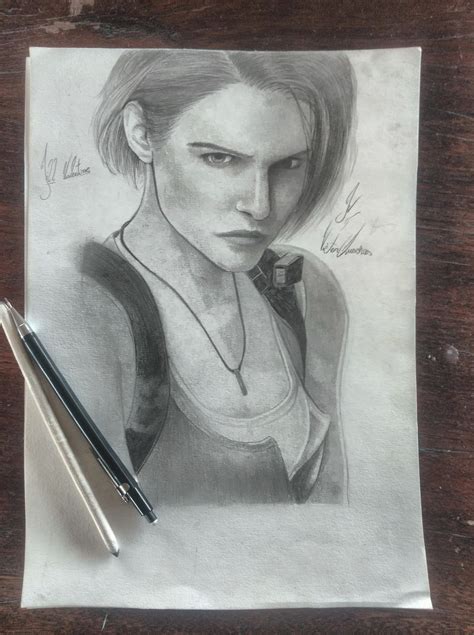 A Pencil Drawing Of A Woman With Short Hair
