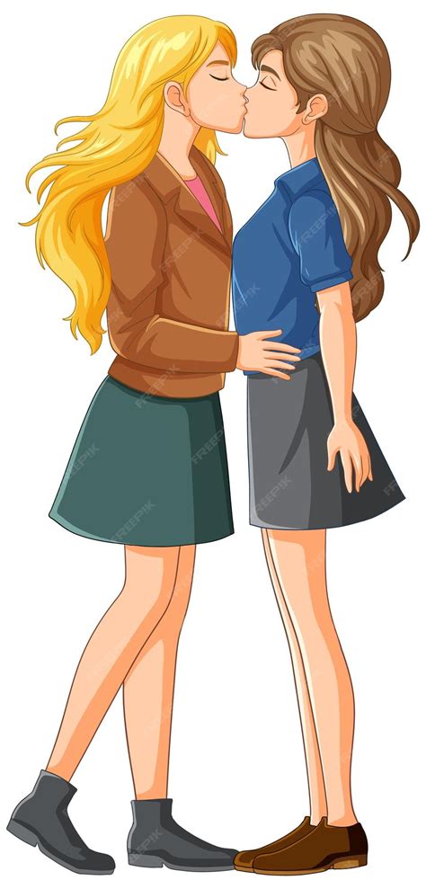 Premium Vector Lesbian Couple Kissing Cartoon Isolated