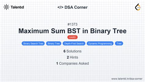 Maximum Sum Bst In Binary Tree Dsa Problem Talentd