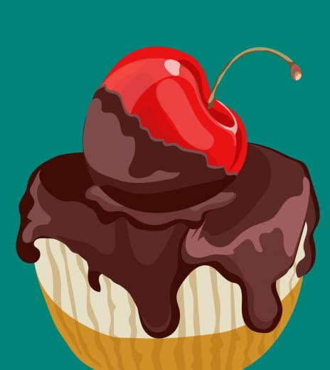 컵케익 그림 녹은 초콜릿 체리 장식 Eps Ai Uidownload