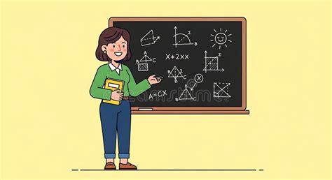 Math Teacher Cartoon Illustration Chalkboard Education Stock