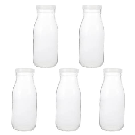 5 Pcs Milk Container Vintage Milk Bottles Clear Milk Bottles Bottle