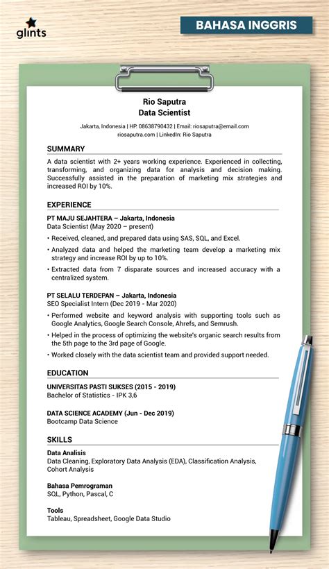 Tips Menyusun CV Data Scientist Dan Download Template Gratis