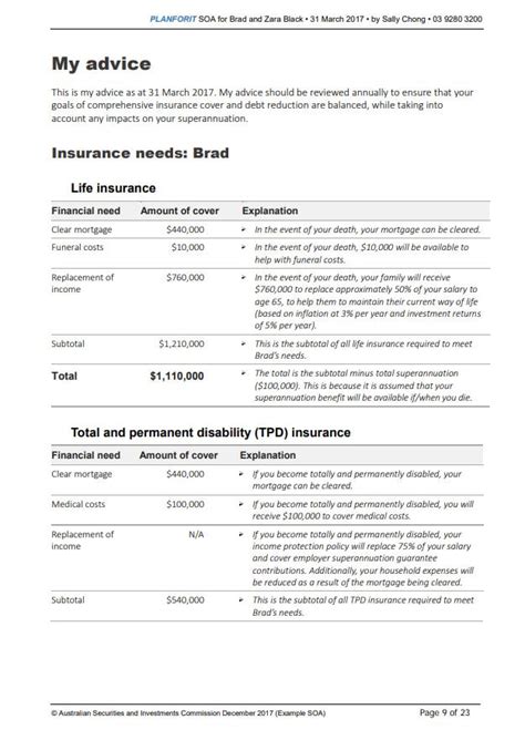 Example Statement Of Advice Paraplanner