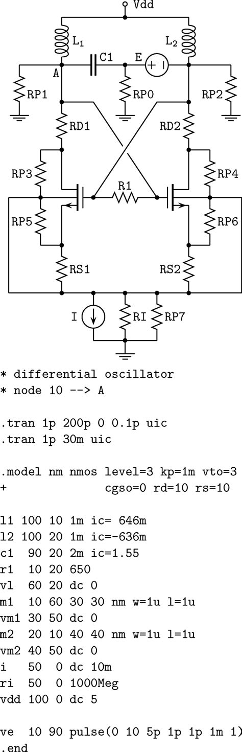 Schematic Of The Differential Oscillator And The Related Spice Netlist Download Scientific