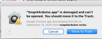 Application Damaged Snap Arduino Desktop Osx Mac OSX Issue