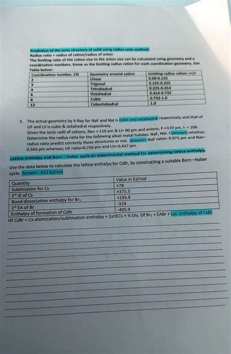 Prediction Of The Ionic Structure Of Solid Using Radius Ratio Method Radius Ratio Radius Of