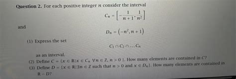 Solved Question 2 For Each Positive Integer N Consider The