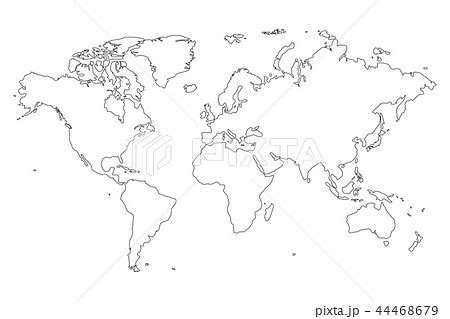 世界地図 白地図のイラスト素材 [44468679] Pixta