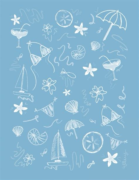 Beachy Summer Doodle Print Last Toast On The Coast Background Summer
