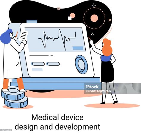 과학자와 의료 기기 설계 및 개발 배너는 장비 및 실험 은유를 개발합니다 Dna에 대한 스톡 벡터 아트 및 기타 이미지