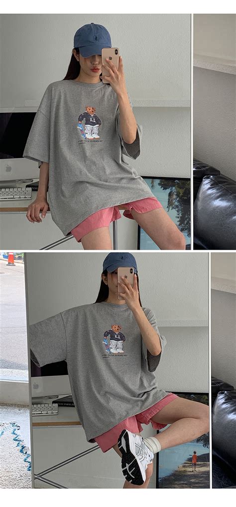 La베어 곰돌이 박시핏 반팔 티셔츠 T 남녀공용 오버핏 통통 신상 귀여운 베어 [무료배송]