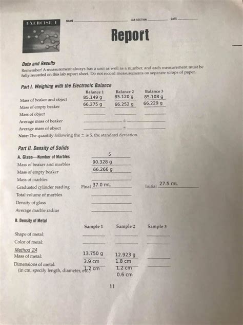 Solved Name Date Lab Section Exercise 1 Report Data And