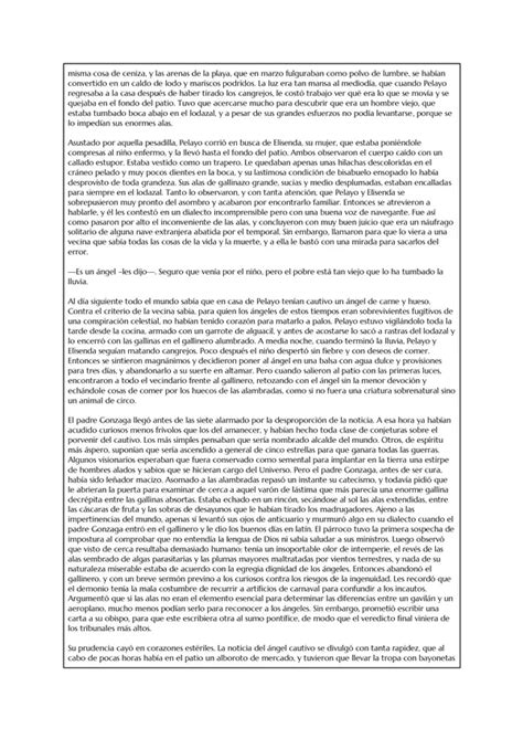 Guía de comprensión lectora del cuento Un señor muy viejo con unas