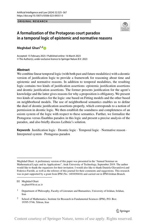 A Formalization Of The Protagoras Court Paradox In A Temporal Logic Of Epistemic And Normative