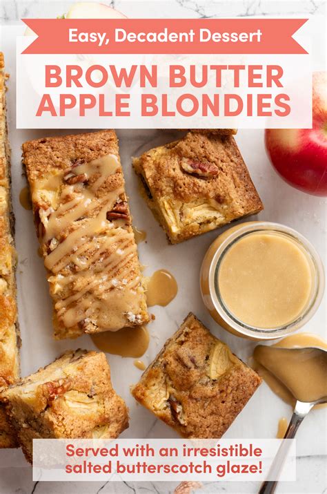 Brown Butter Apple Blondies With Salted Butterscotch Glaze Food Nouveau