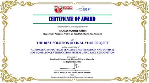 Raaed Kabir On Linkedin Today I Received The Best Solution Award For My Final Year Project At