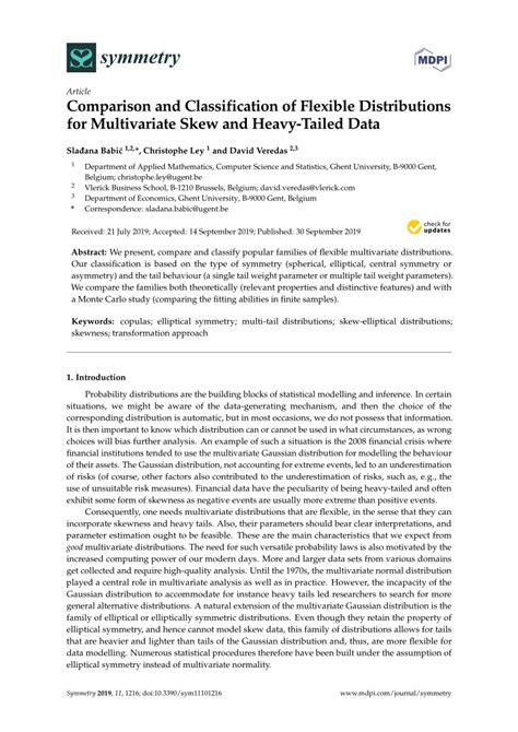 Pdf Comparison And Classification Of Flexible Distributions For