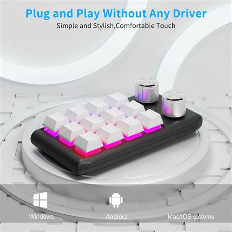USB Wired 12KV2 MOLD Mini Mechanical 12 Keys 2 Knob Custom Programming Keyboard White