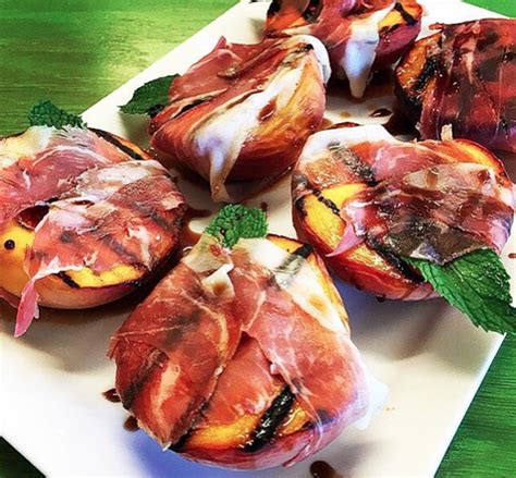 Grilled Peaches Wrapped In Prosciutto
