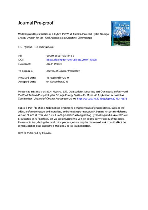 Pdf Modelling And Optimisation Of A Hybrid Pv Wind Turbine Pumped