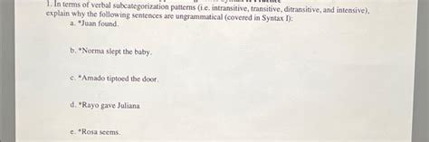 1 In Terms Of Verbal Subcategorization Patterns