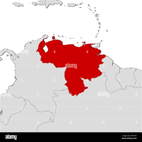 Map Of Venezuela And Nearby Countries Venezuela Is Highlighted In Red Stock Vector Image And Art