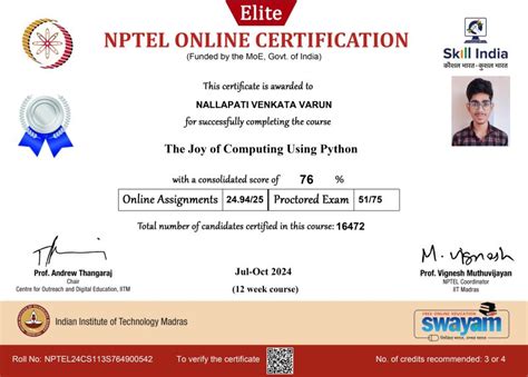 Nallapati Venkata Varun On Linkedin Python Programming Nptel