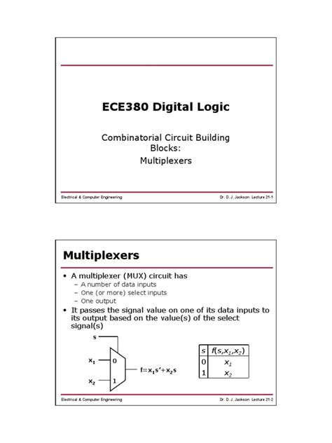 ece380 digital logic combinatorial circuit building blocks