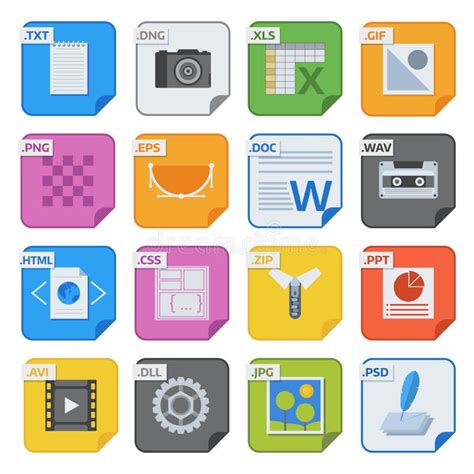 File Type Icons Vector Set Stock Vector Illustration Of Extension Sign